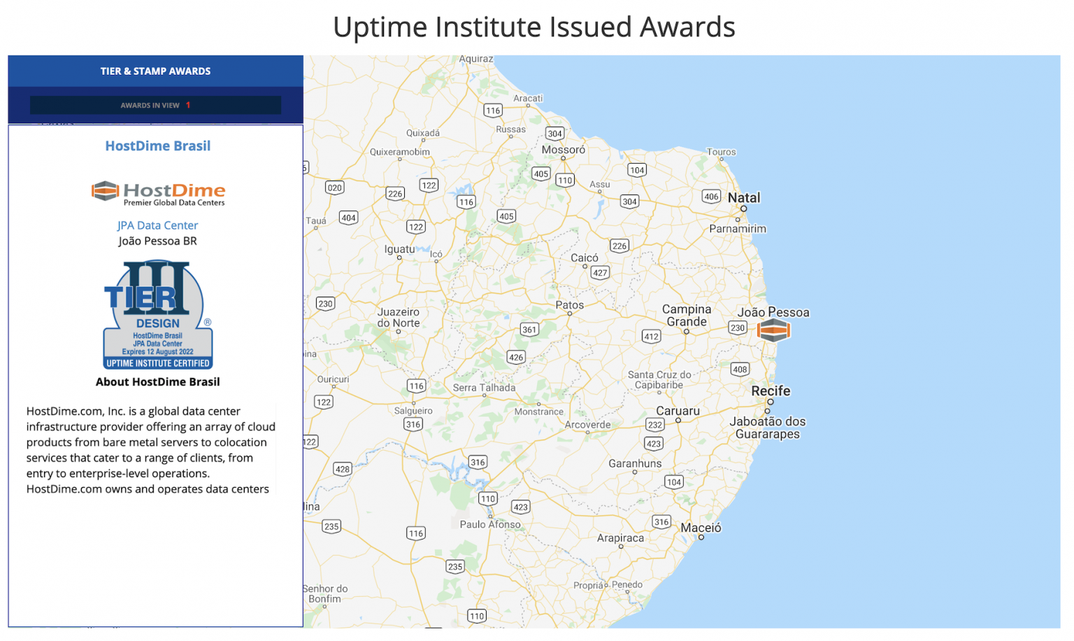 HostDime Brazil Achieves Tier III Certification From Uptime Institute